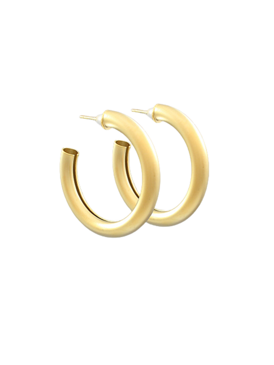 Small Matte Gold Hoops – Crescent and Main